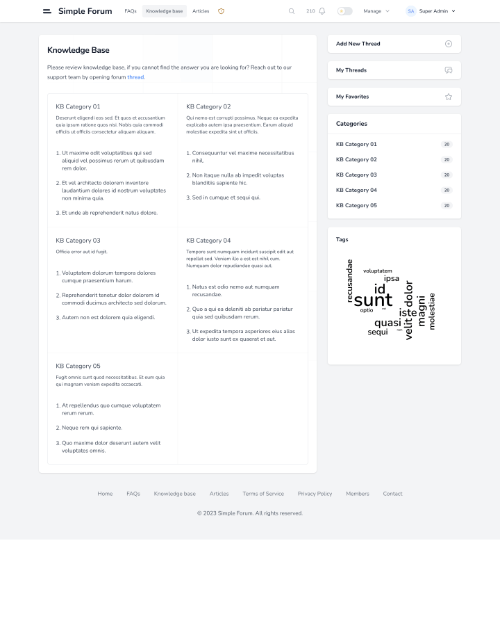 Simple Forum Software for Forum, Knowledge Base, FAQs & Articles