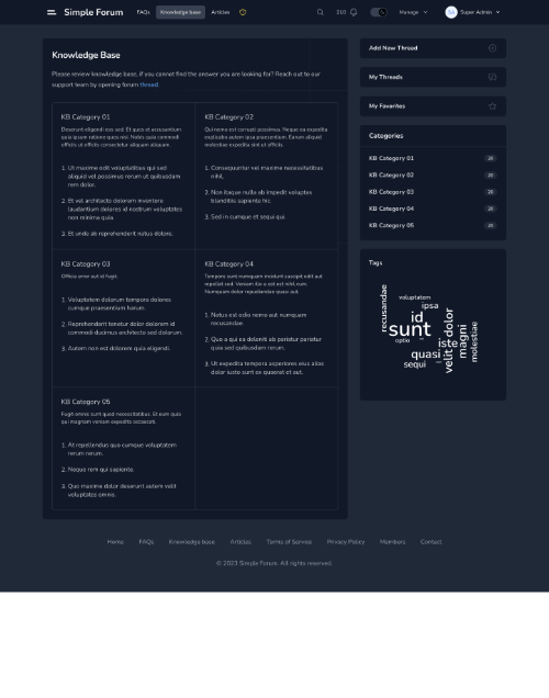 Simple Forum Software for Forum, Knowledge Base, FAQs & Articles
