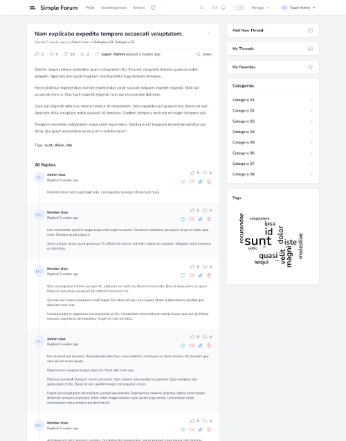 Simple Forum Software for Forum, Knowledge Base, FAQs & Articles